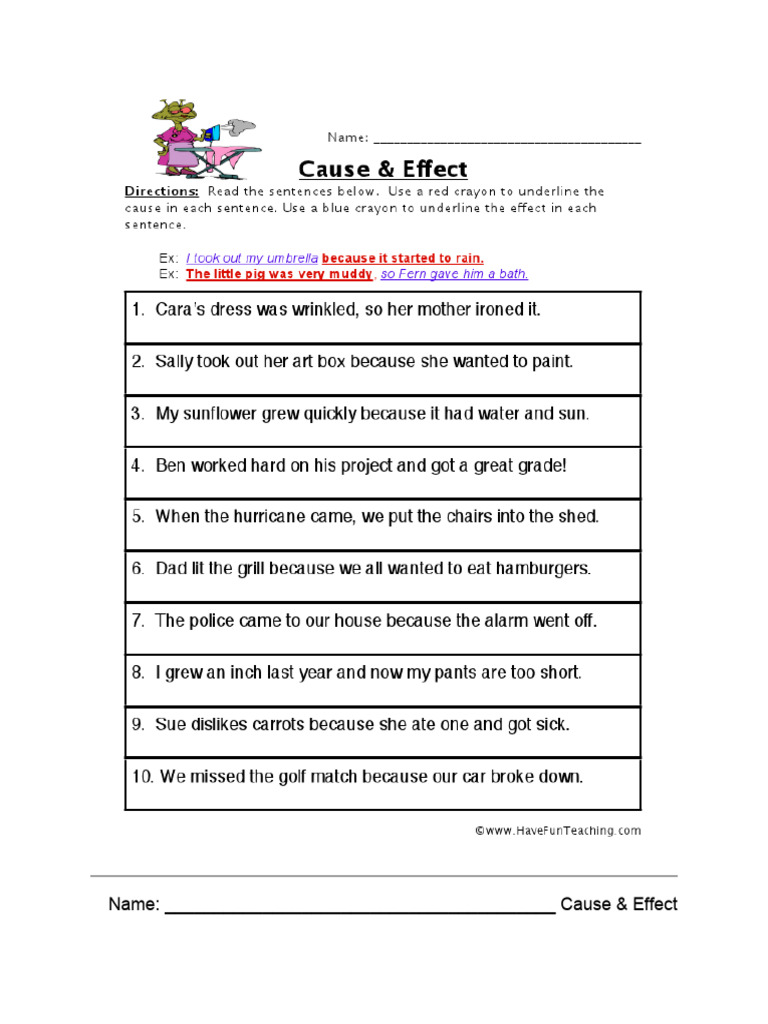 Cause and Effect Worksheet for Kids | PDF