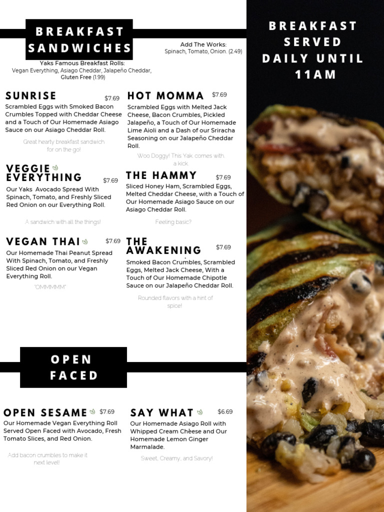 Yaks Shack Menu New | PDF | Hamburgers | Sauce