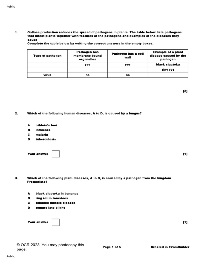 Disease Exam Qs - Oliver Version | PDF | Pathogen | Immune System