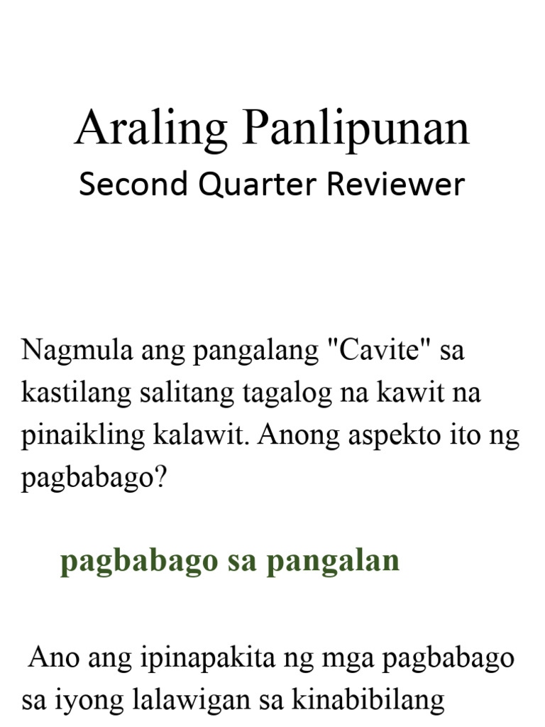 Araling Panlipunan Reviewer 2nd Quarter | PDF
