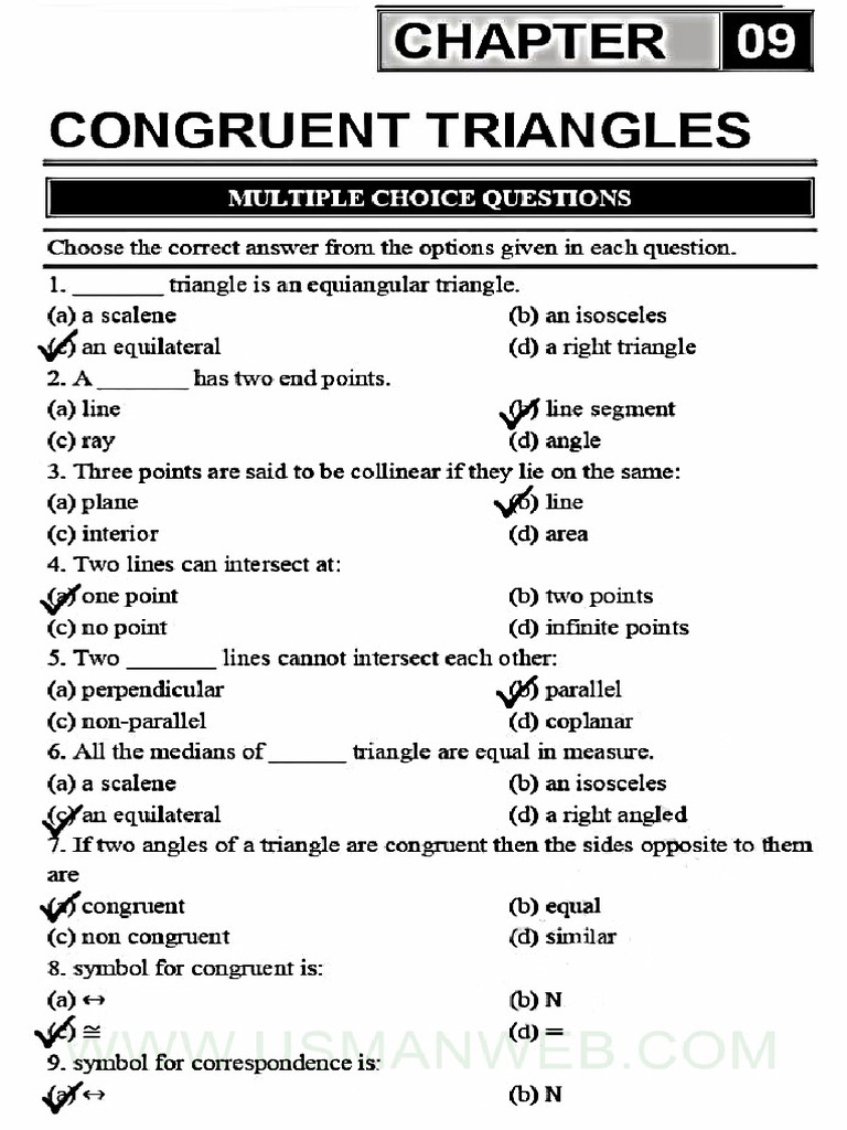 9th Math CH 9 MCQs Sindh Board | PDF