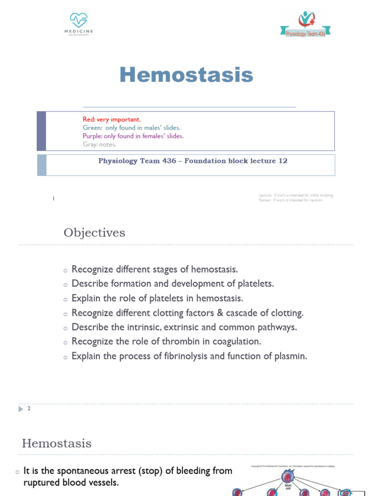 13 Hemostasis | PDF | Coagulation | Platelet