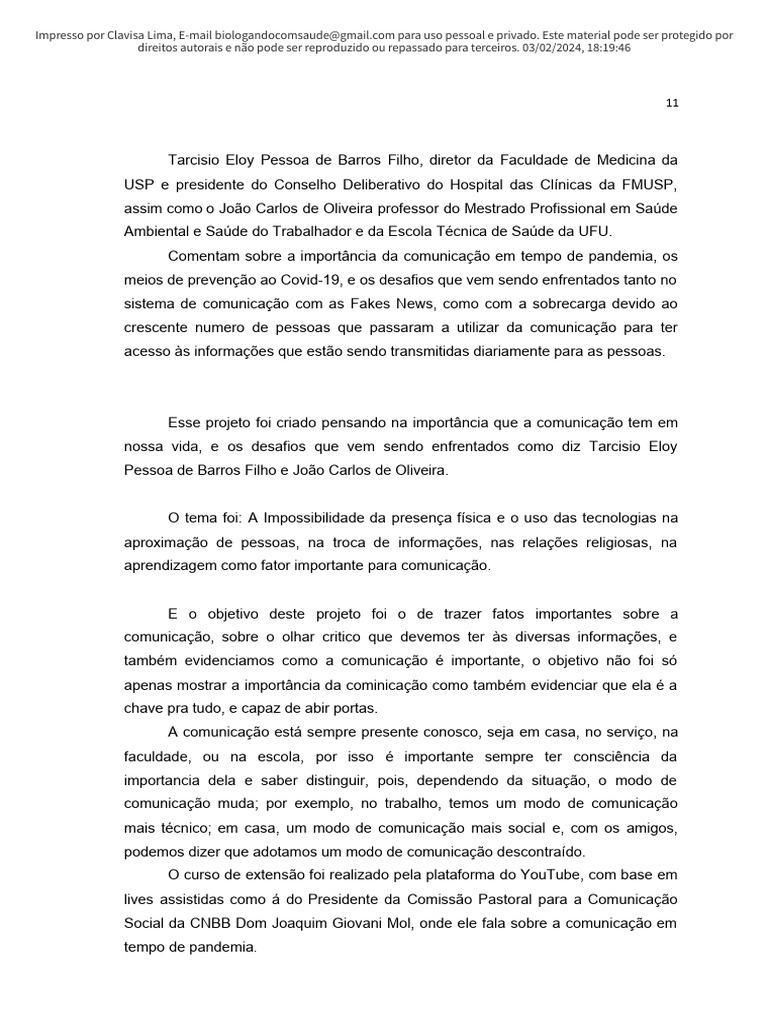 Direitos Autorais e Não Pode Ser Reproduzido Ou Repassado para ...