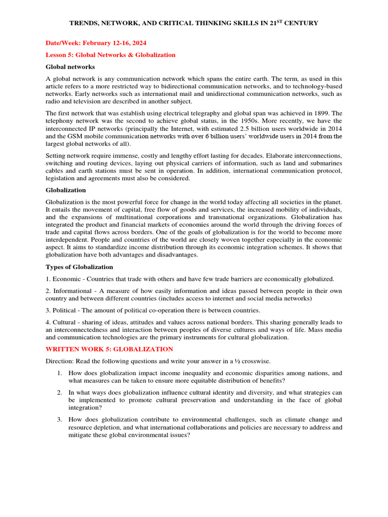 TNCT Module | PDF | Globalization | Computer Network