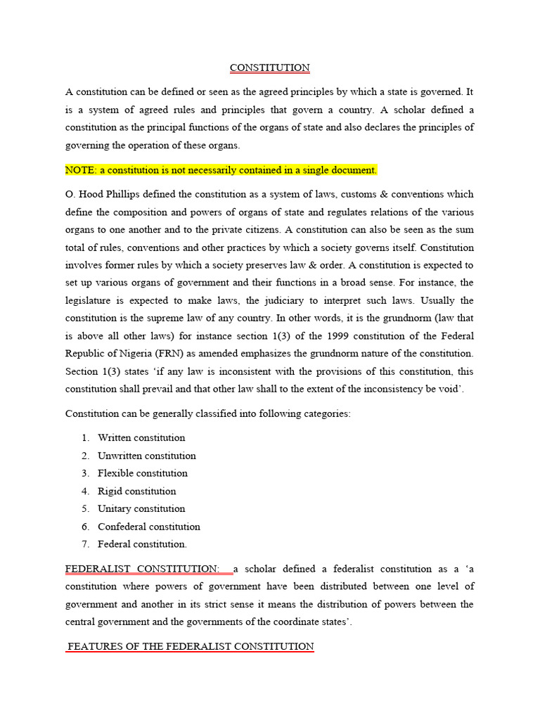 Constitutional Law Note (Beginning) | PDF | Constitution | Separation ...