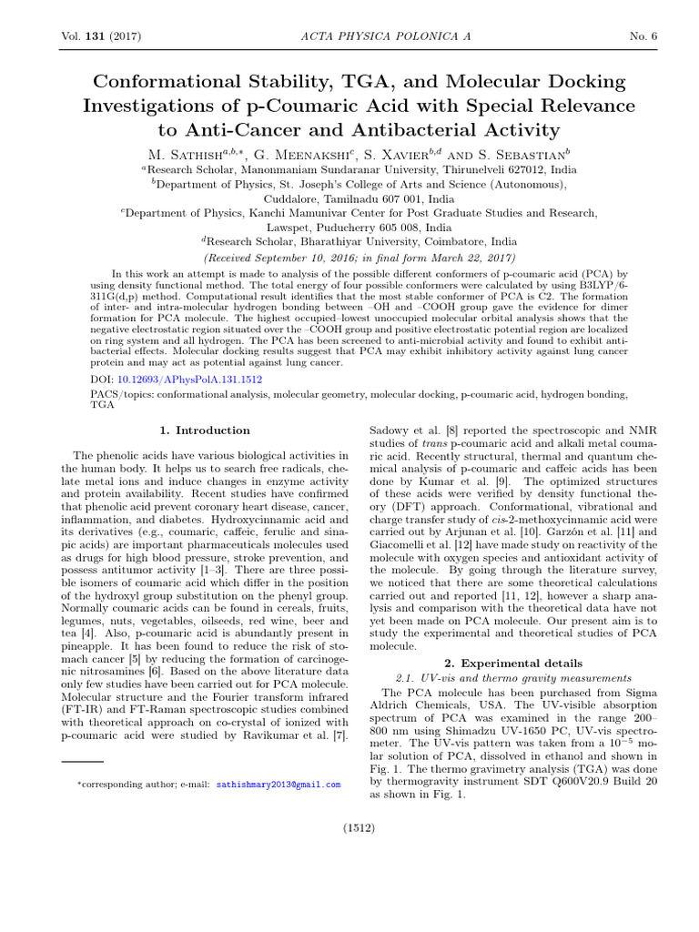 Conformational Stability TGA and Mo | PDF | Proteins | Molecules