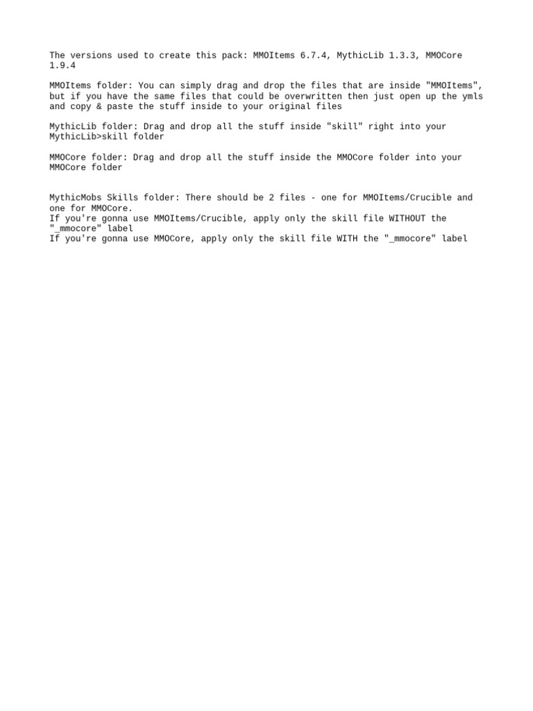 Regarding MMOItems & MMOCore | PDF