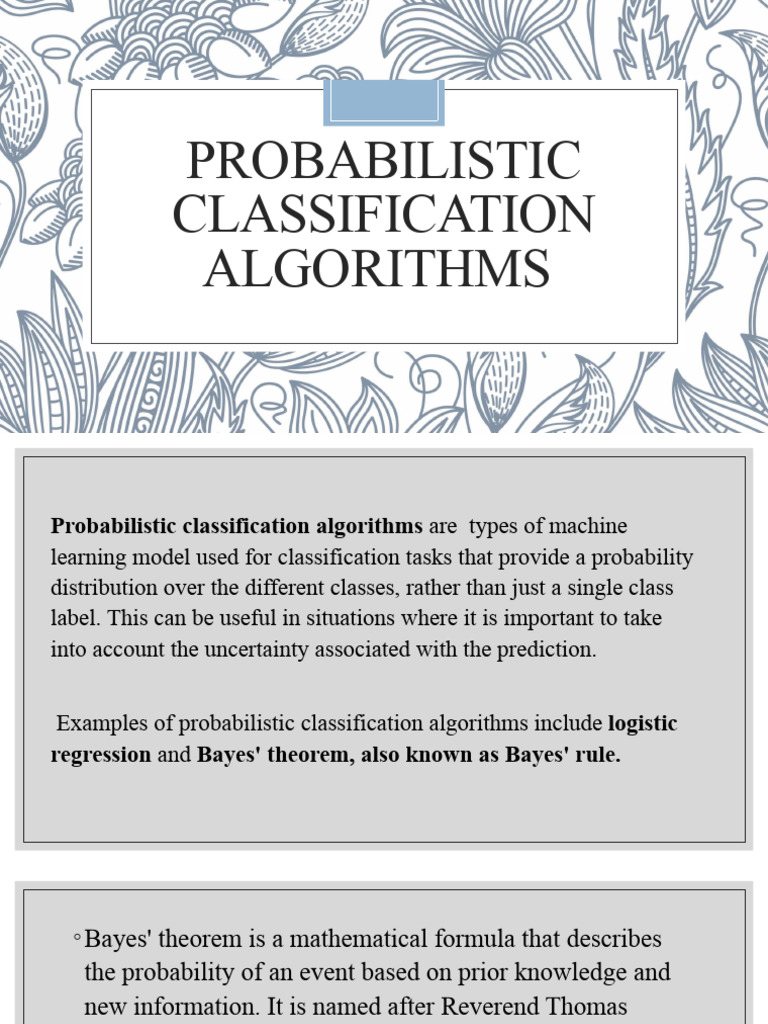 Probabilistic Classification Algorithms | PDF | Logistic Regression ... Probabilistic Classification Algorithms | PDF | Logistic Regression ...