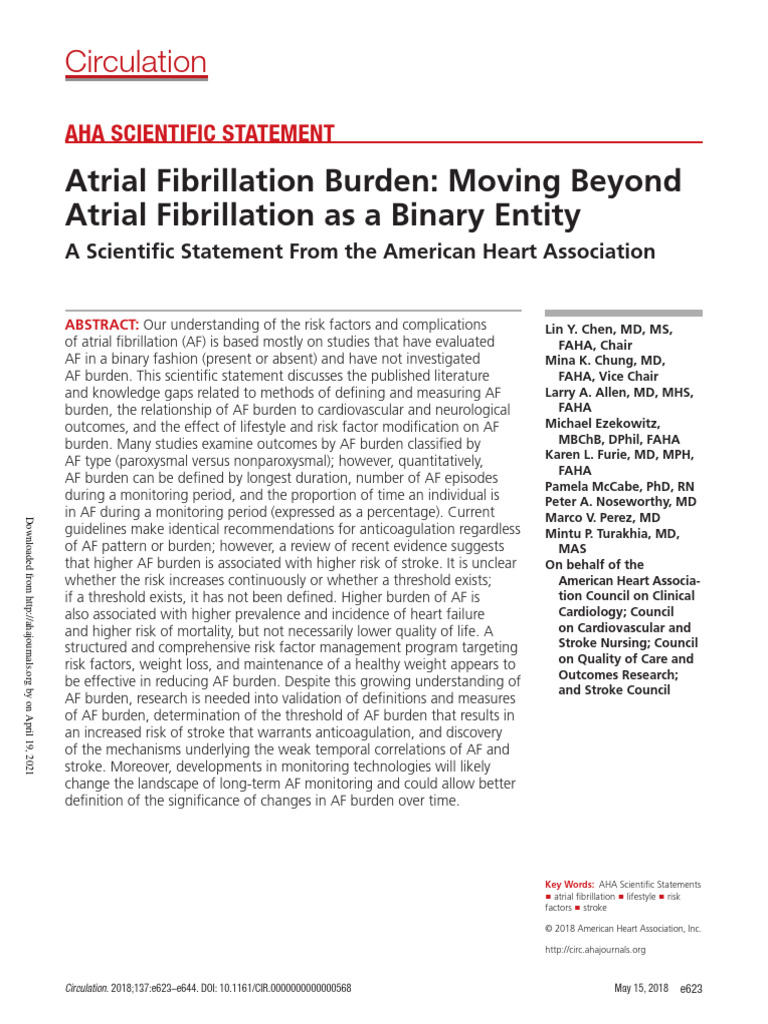 Atrial Fibrillation Burden Moving Beyond Atrial Fibrillation As A ...