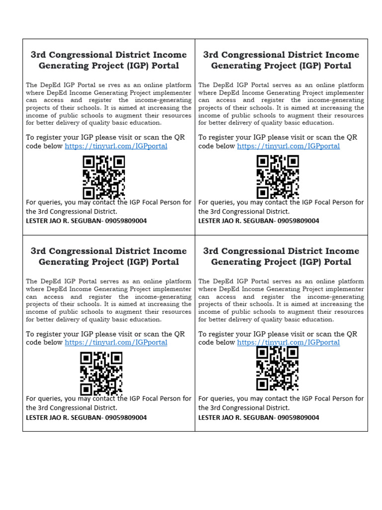 To Register Your IGP Please Visit or Scan The QR Code Below To Register ...