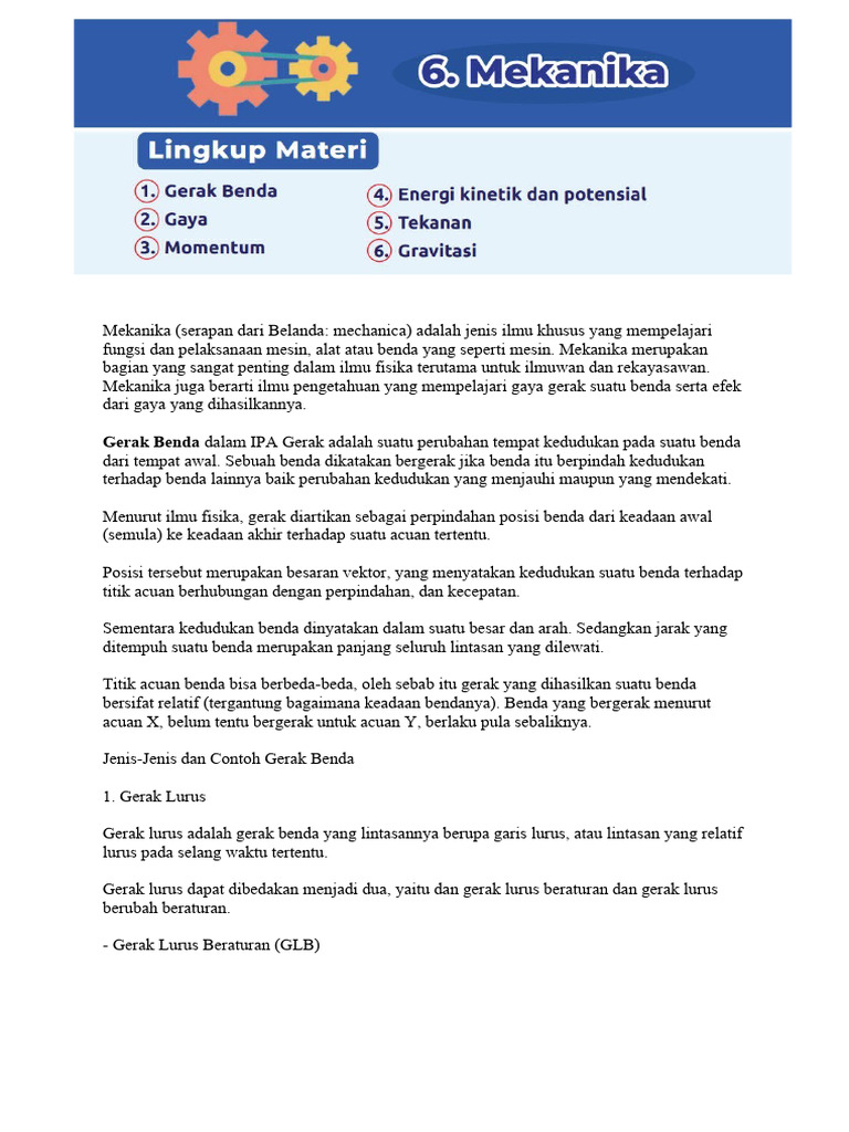 Mekanika | PDF | Sains & Matematika | Teknologi & Rekayasa