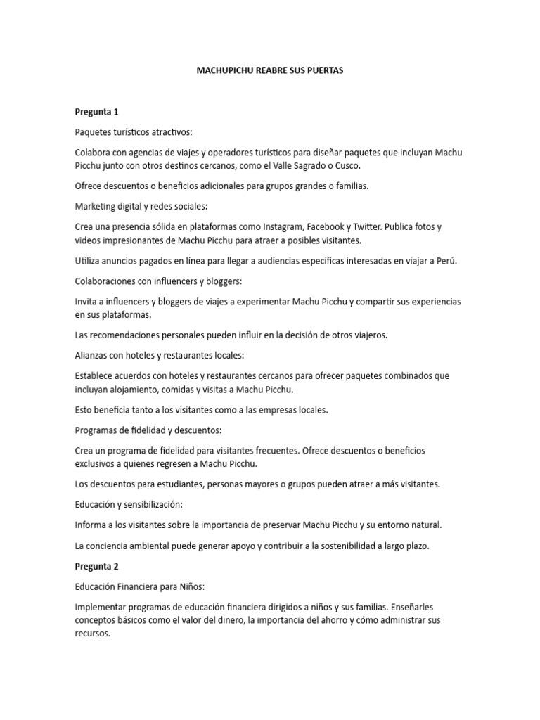Machupichu Reabre Sus Puertas | PDF | Machu Picchu | Economias