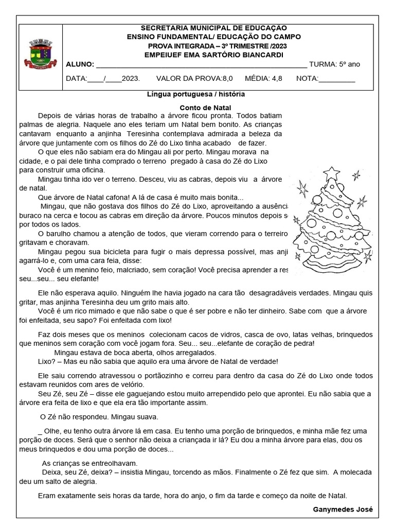 Prova Integrad 5 Ao | PDF | Natal