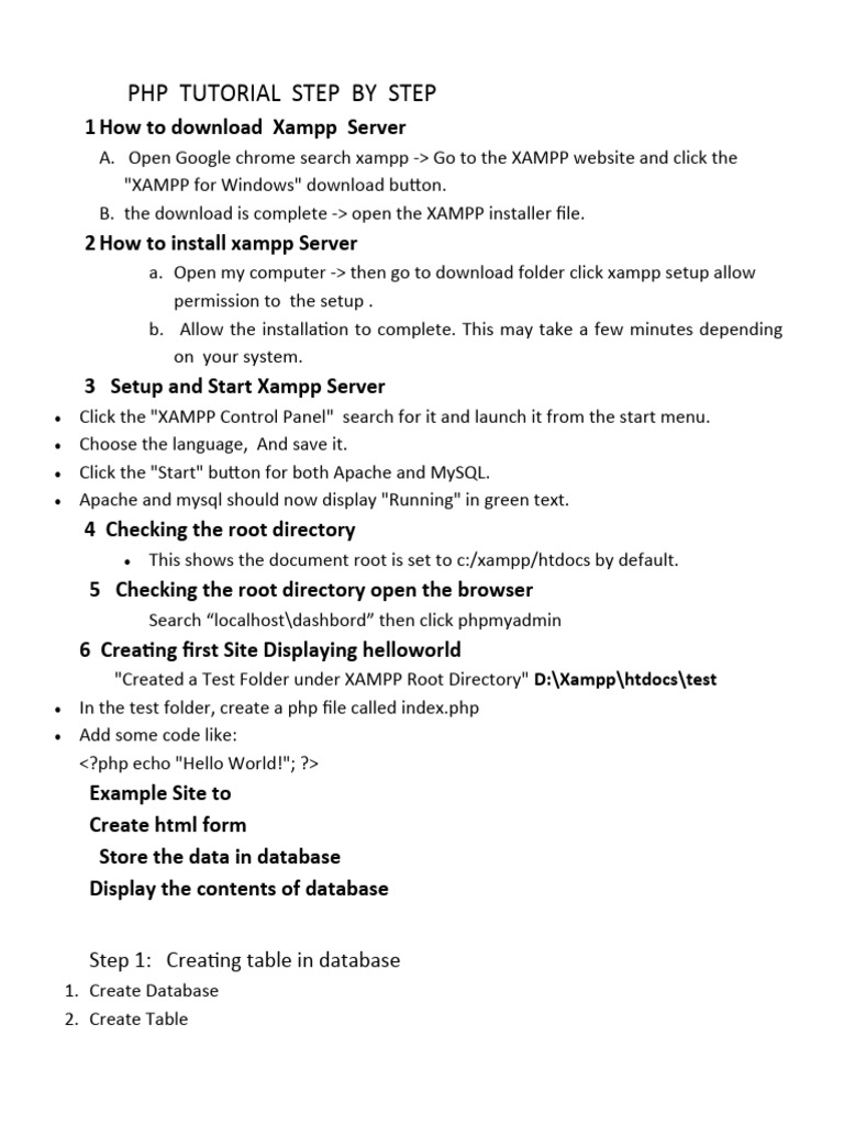 PHP Tutorial Step by Step | PDF | Databases | Utility Software PHP Tutorial Step by Step | PDF | Databases | Utility Software