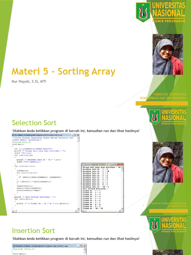 Materi 5 - Sorting Array | PDF