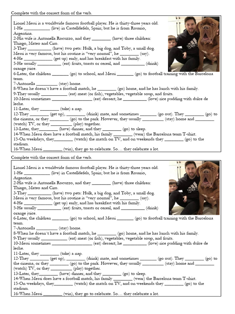 Messi Routine - Complete With The Correct Form of TH - 230303 - 232237 ...