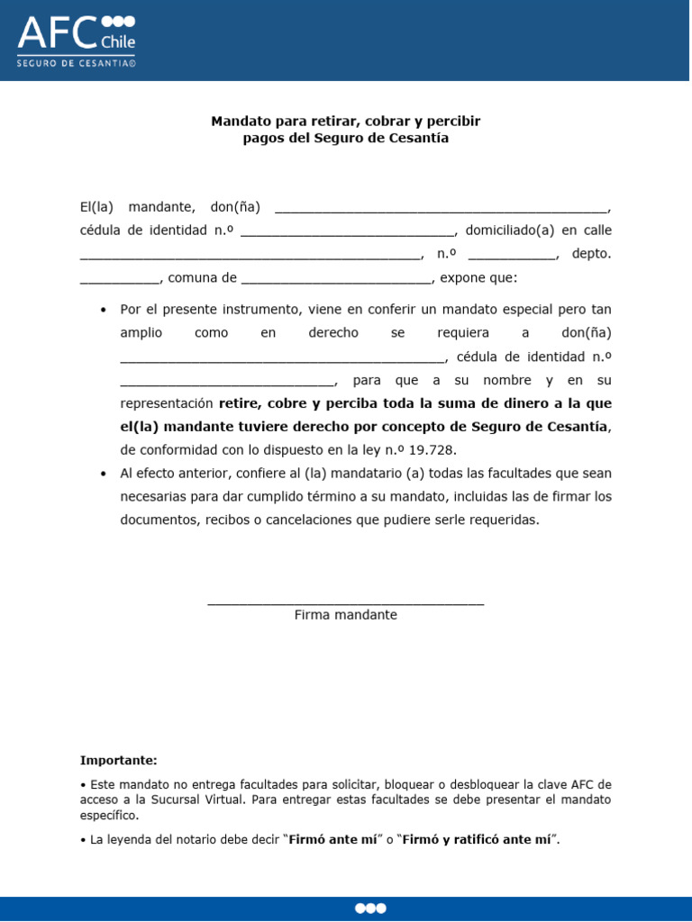 Mandato para Retirar Cobrar y Percibir Cobro | PDF