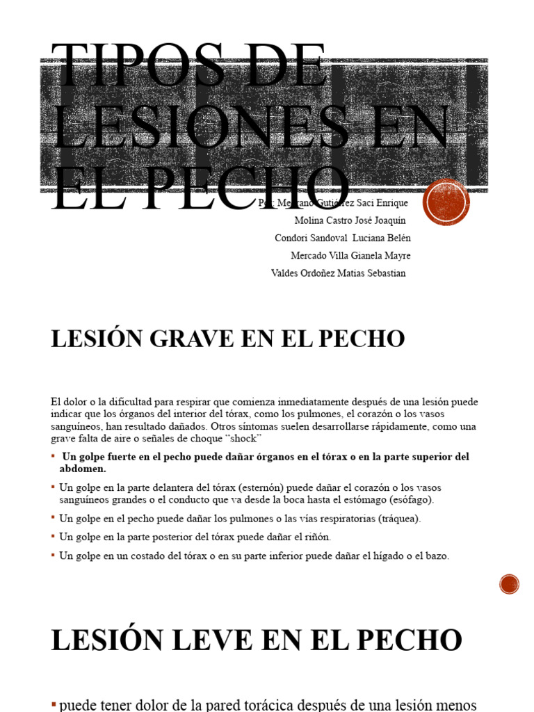 Tipos de Lesiones en El Pecho | PDF