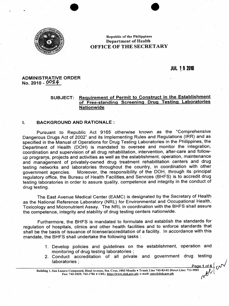 PTC For Free Standing Drug Testing Labao2010-0024 | PDF