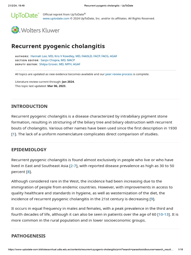 Recurrent Pyogenic Cholangitis Pdf Liver Digestive System
