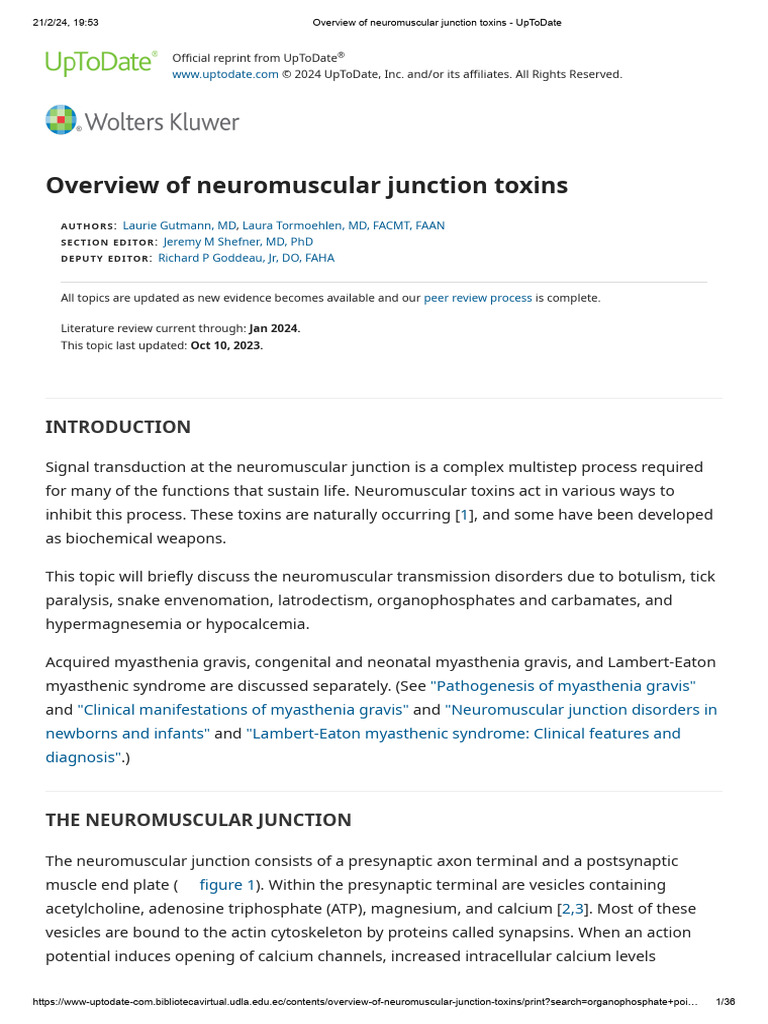 Overview of Neuromuscular Junction Toxins | Download Free PDF | Neuromuscular Junction ...