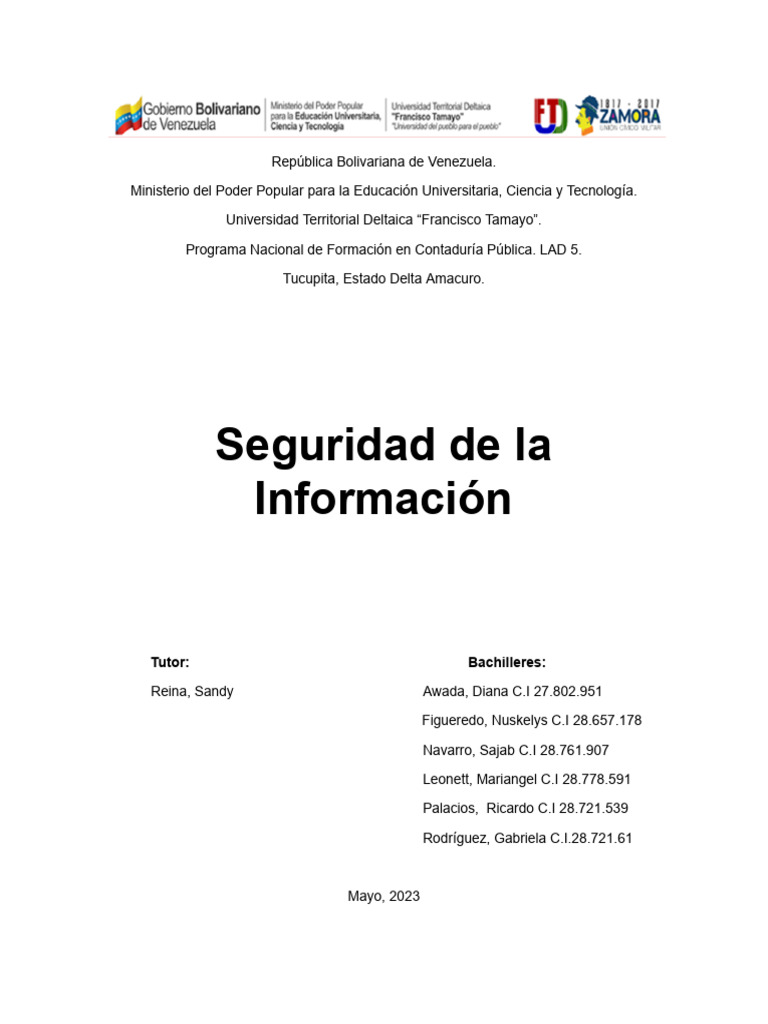 UNIDAD 2 Taller Seguridad de La Información | PDF | Seguridad | La ...