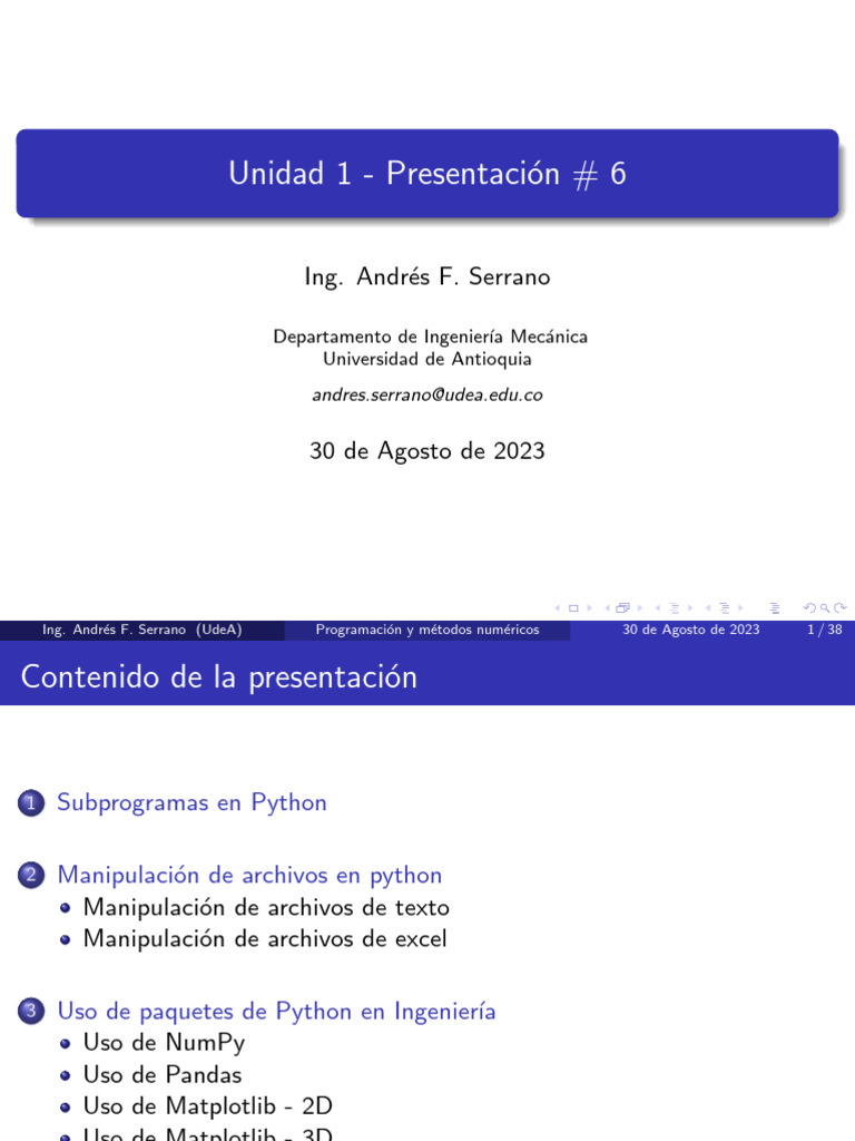 Presentación 6 PYMN | PDF | Python (lenguaje de programación) | Archivo de computadora