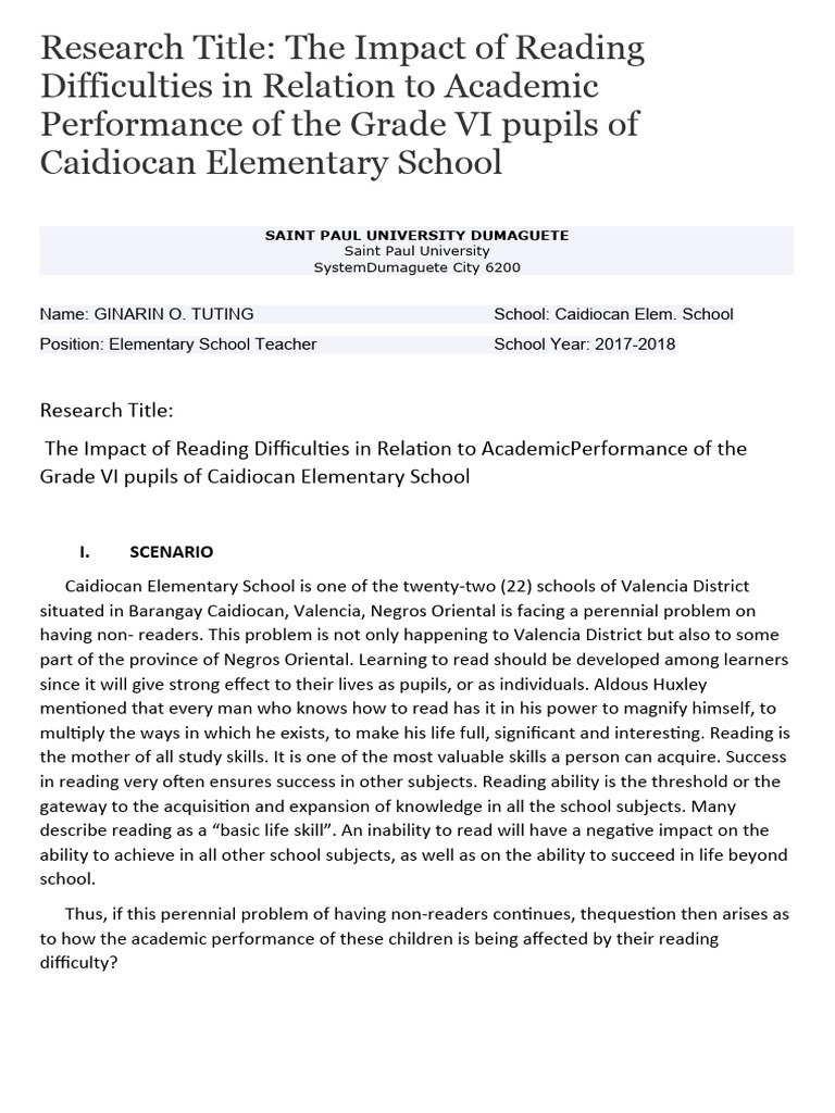 Sample Thesis | PDF | Reading Comprehension | Cognitive Science