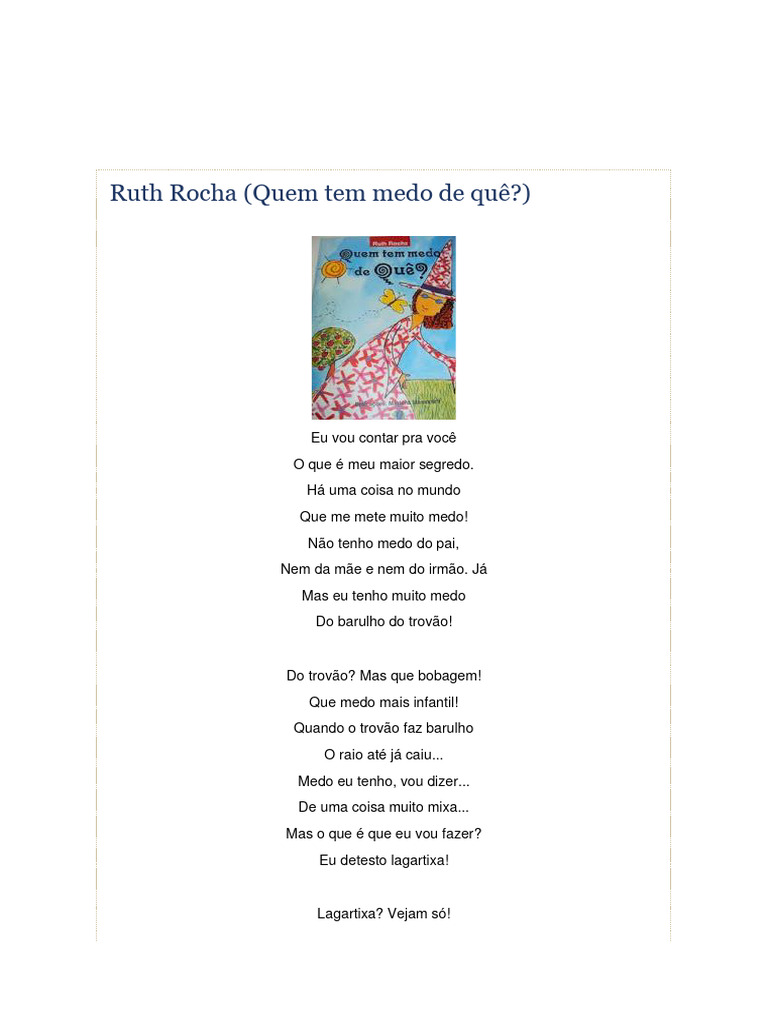 Texto Quem Tem Medo de Quê - Ruth Rocha | PDF