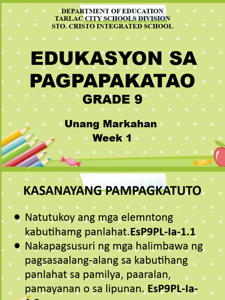 q1 Lesson 1 Esp 9-1 | PDF