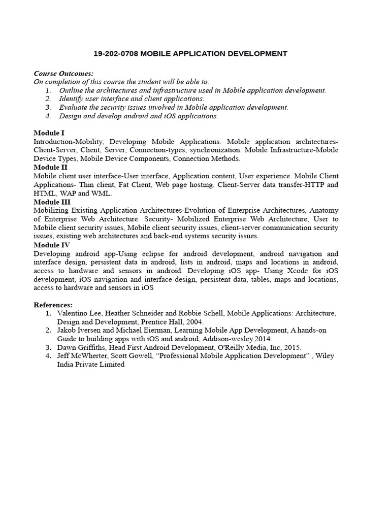 Course Outcomes:: 19-202-0708 Mobile Application Development | PDF | Cryptography | Encryption