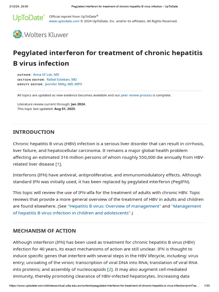 Pegylated Interferon For Treatment of Chronic Hepatitis B Virus ...