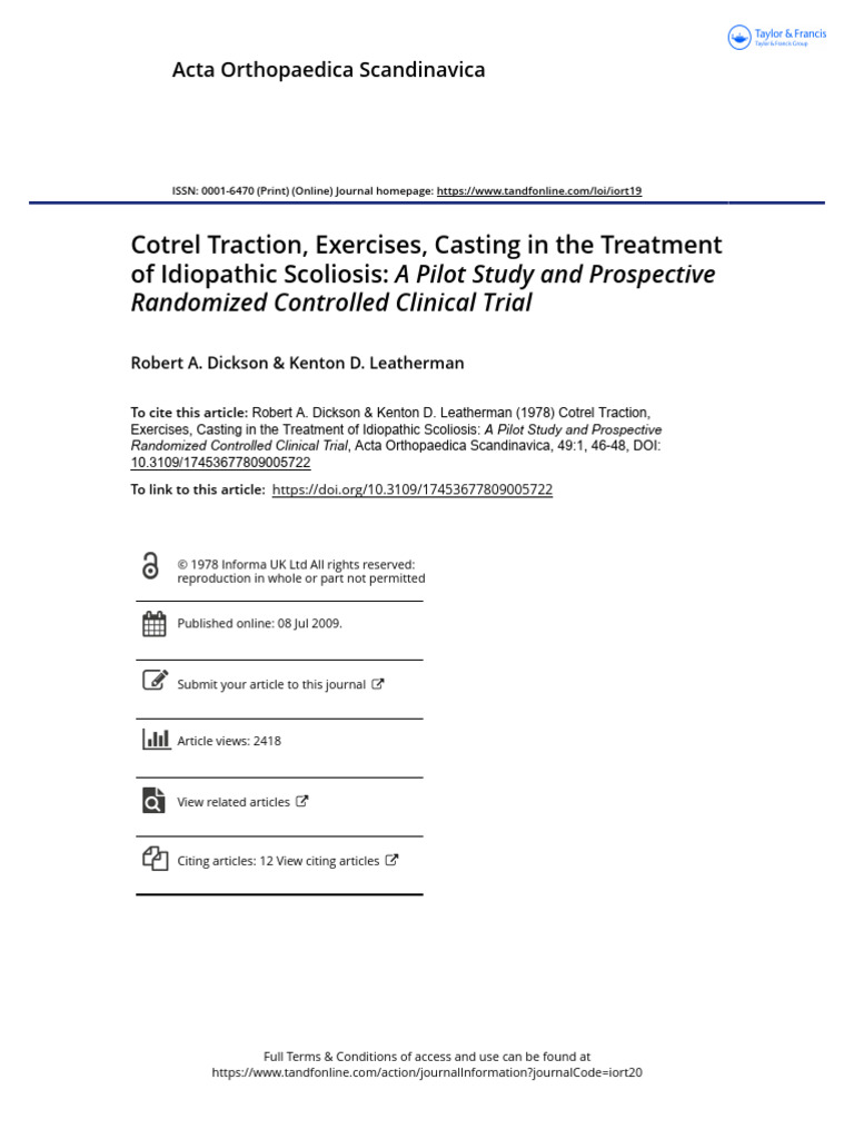 Cotrel Traction Exercises Casting in The Treatment of Idiopathic ...