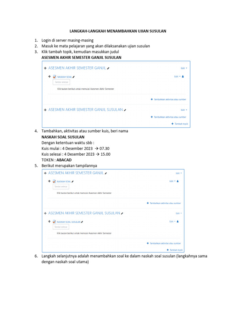 Langkah Langkah Ujian Susulan | PDF