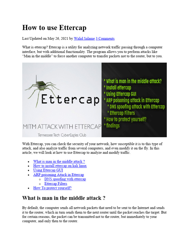 How To Use Ettercap | Download Free PDF | Router (Computing) | Computer Network