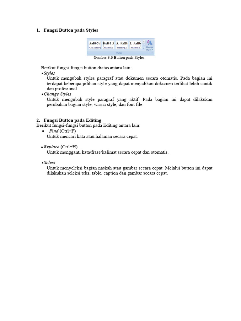 Fungsi Button dan Styles di Word | PDF
