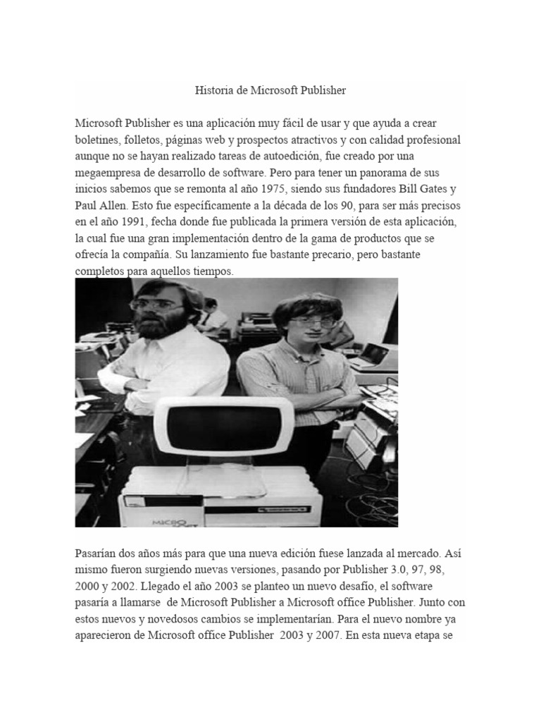 Historia de Microsoft Publisher | PDF | Microsoft | Microsoft Office