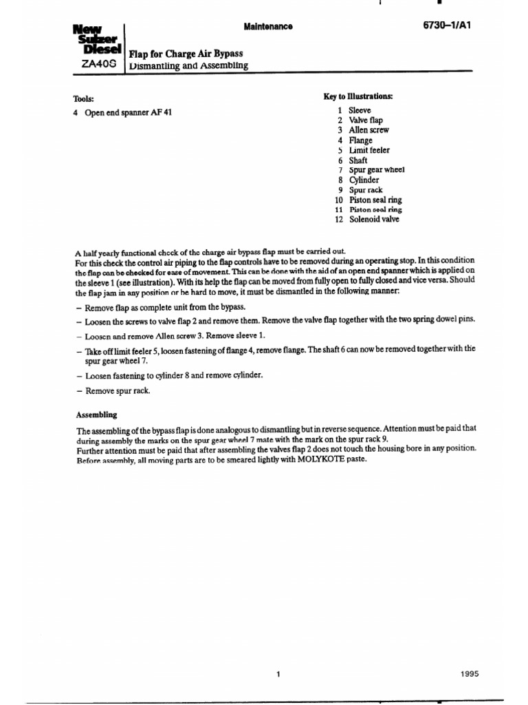 6730-1 A1 FLAP FOR CHARGE AIR BYPASS - Dismantling and Assembling | PDF