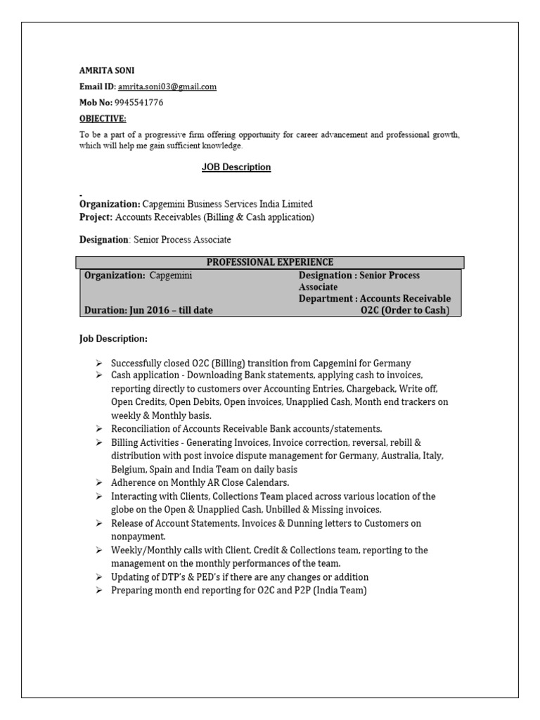 Amrita Soni Resume | PDF | Accounts Payable | Invoice Amrita Soni Resume | PDF | Accounts Payable | Invoice