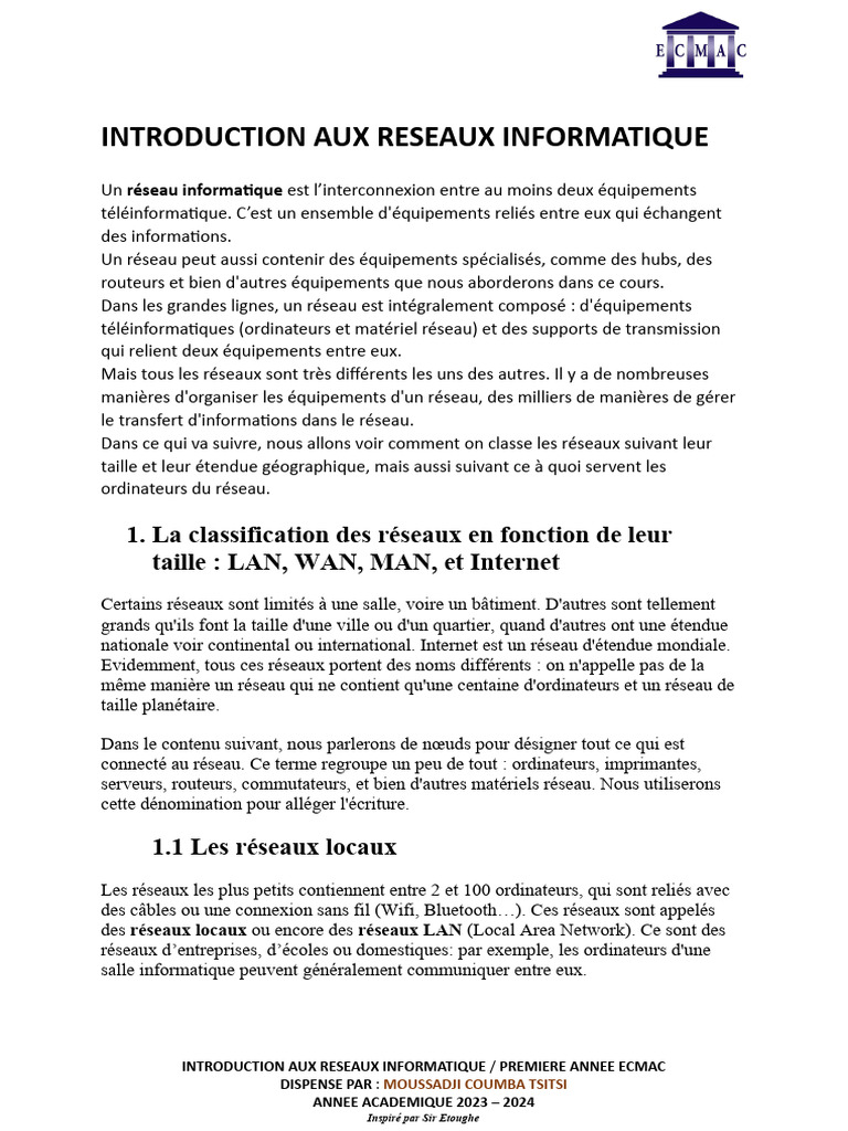 INTRODUCTION RX INFO - ECMAC-Part1 | PDF | Client–serveur | Pair à pair