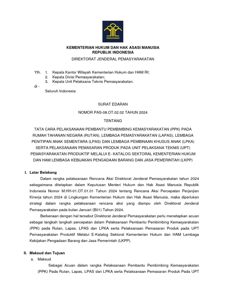 Surat Edaran Tata Cara Pelaksanaan Ppk Dan Pelaksanaan Pemasaran Produk