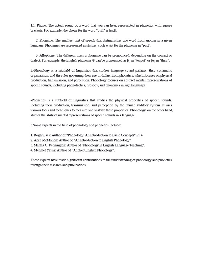 Phonology And Phonetics Pdf