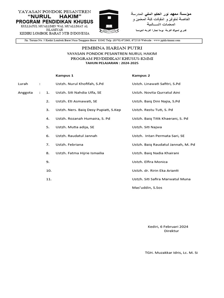 PEMBINA HARIAN PPKh-KMMI PUTRI 2024 | PDF