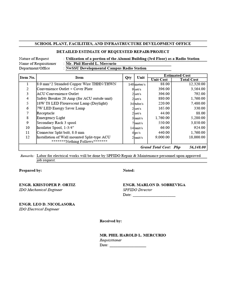 Material Request Form | PDF | Electromagnetism | Wire