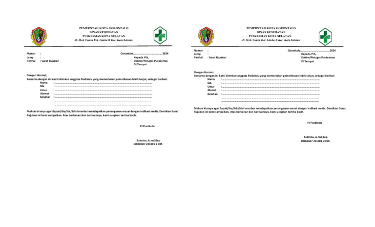 Surat Rujukan Posbindu | PDF