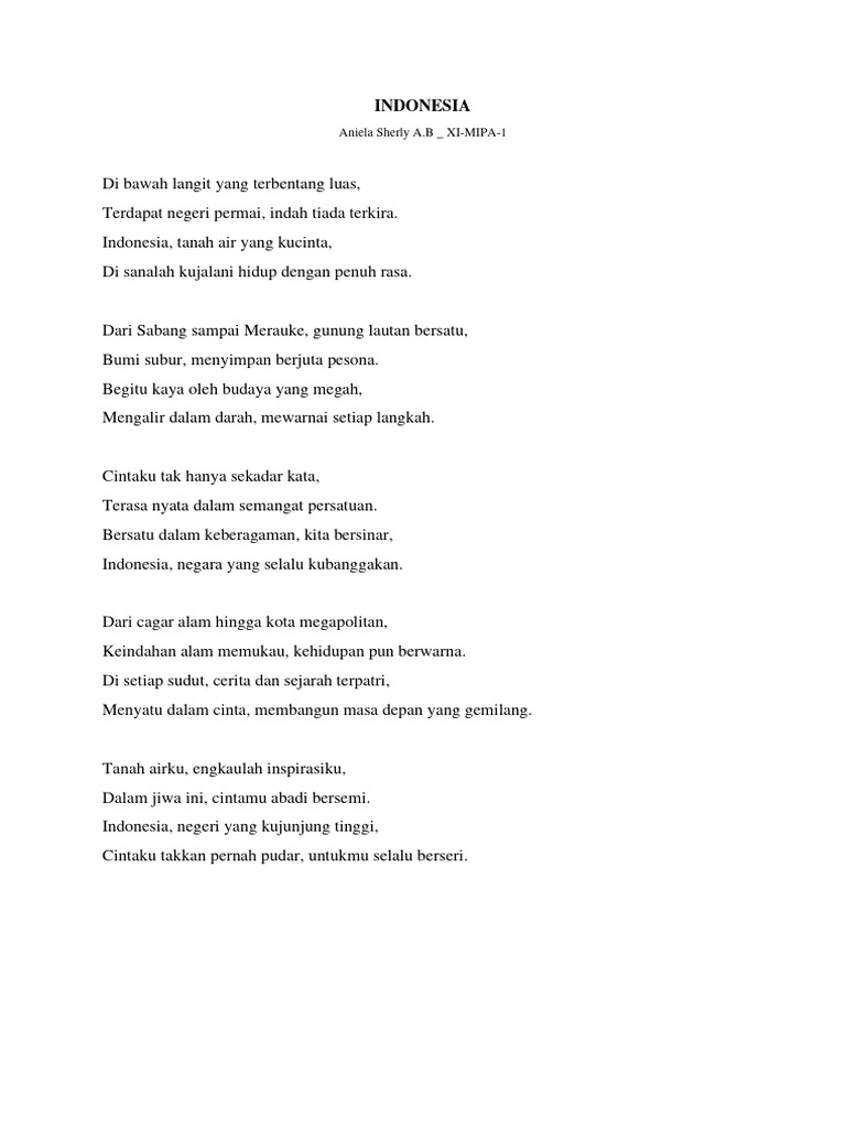Puisi Cinta Tanah Air Indonesia | PDF