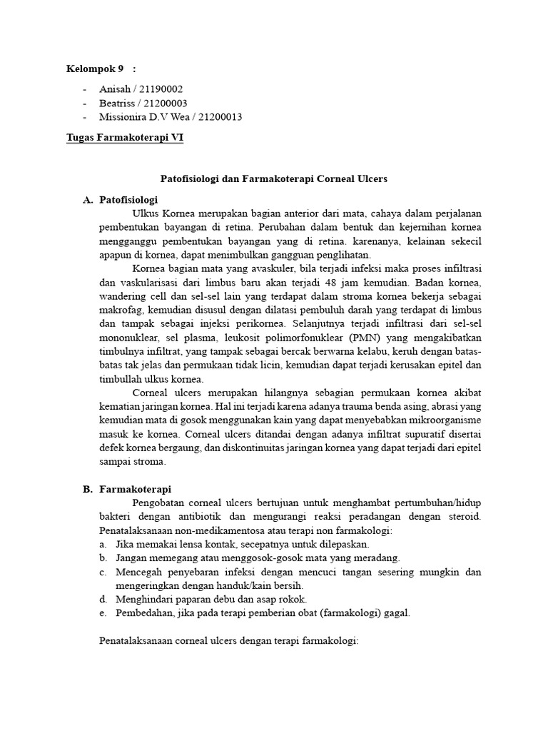 Patofisiologi dan Terapi Ulkus Kornea | PDF