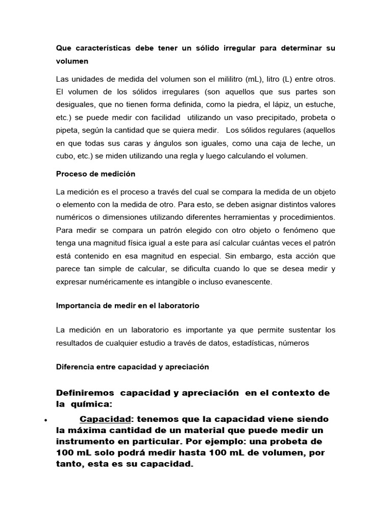 Que Características Debe Tener Un Sólido Irregular para Determinar Su ...
