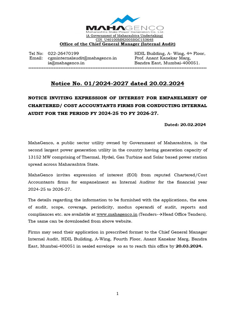 Eoi For Empanelment Final Pdf Audit Accountant