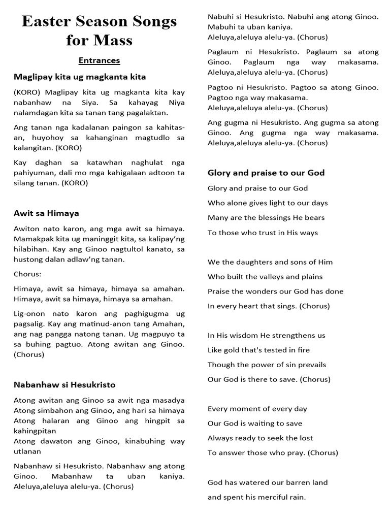 Easter Season Songs For Mass | PDF